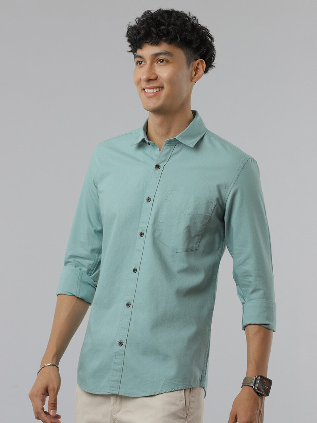 Buy FOGA Spread Collar Pure Cotton Casual Shirt - Shirts for Men ...