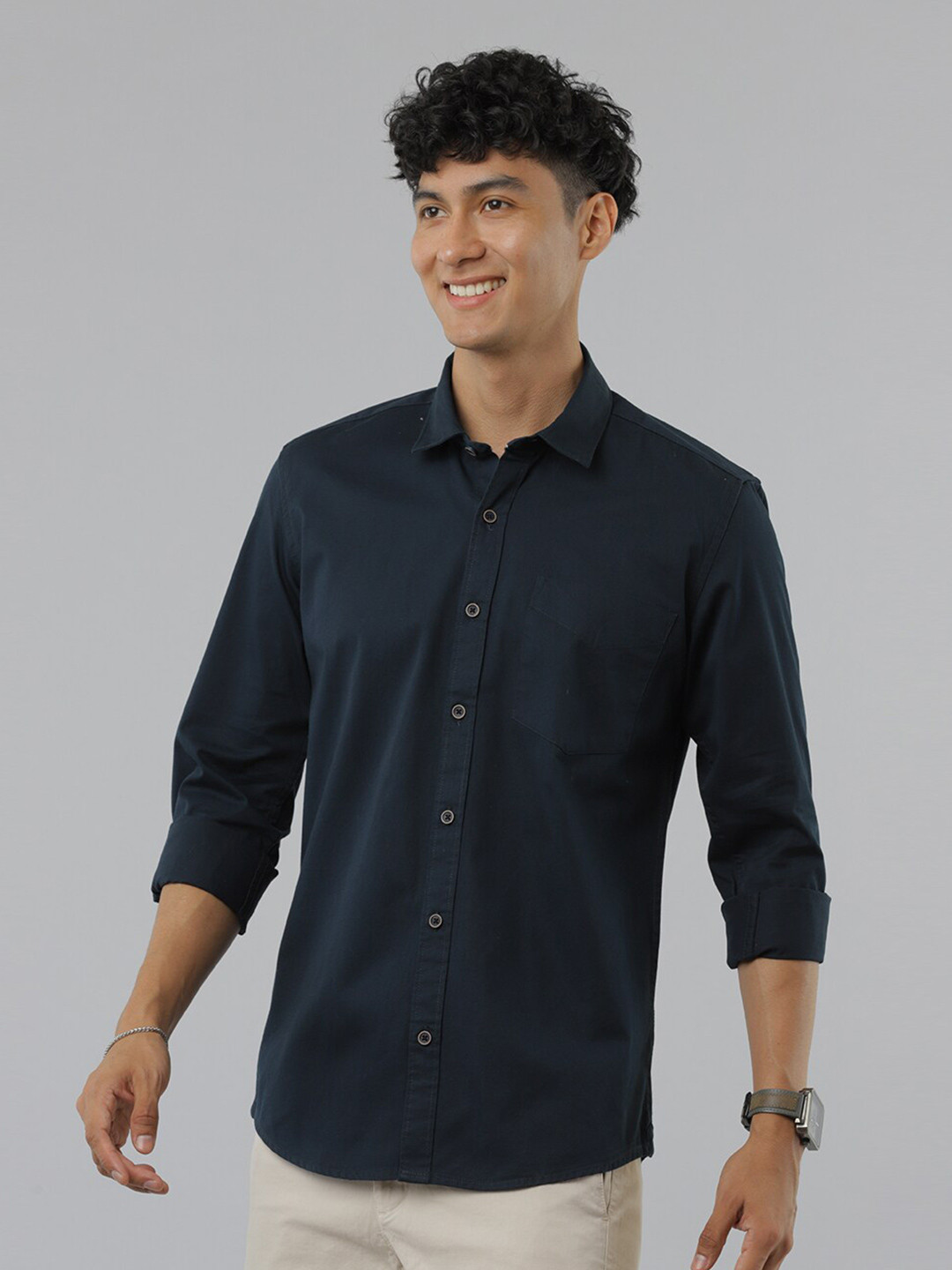 Buy FOGA New Spread Collar Twill Pure Cotton Casual Shirt - Shirts for ...