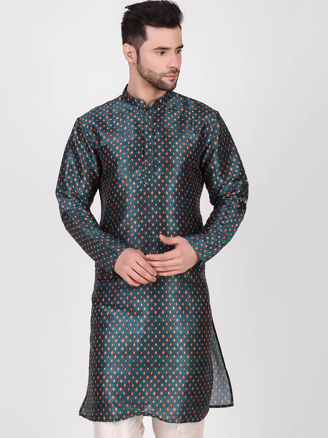 Buy Cult Indie Ethnic Motifs Printed Jacquard Kurta - Kurtas for Men ...