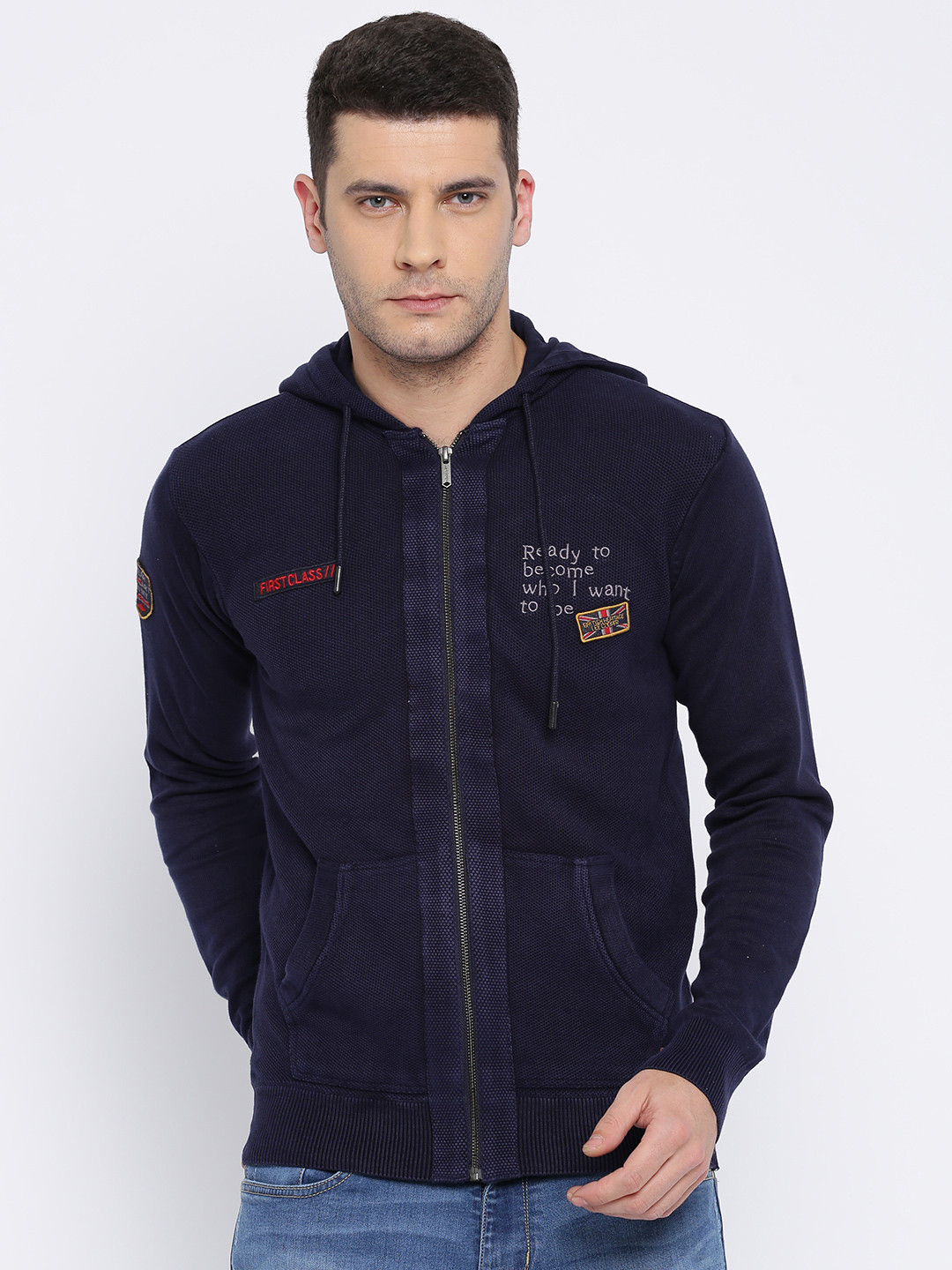 Buy Lee Cooper Men Navy Blue Printed Hooded Sweatshirt - Sweatshirts ...