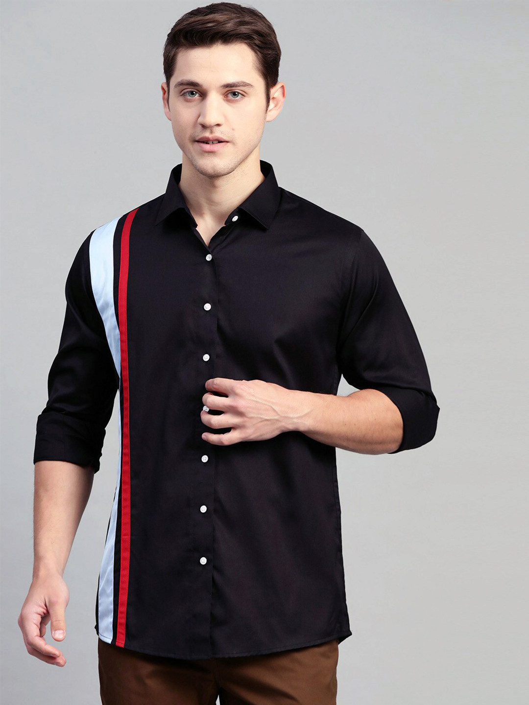 Buy Shaftesbury London Spread Collar Classic Slim Fit Cotton Casual ...