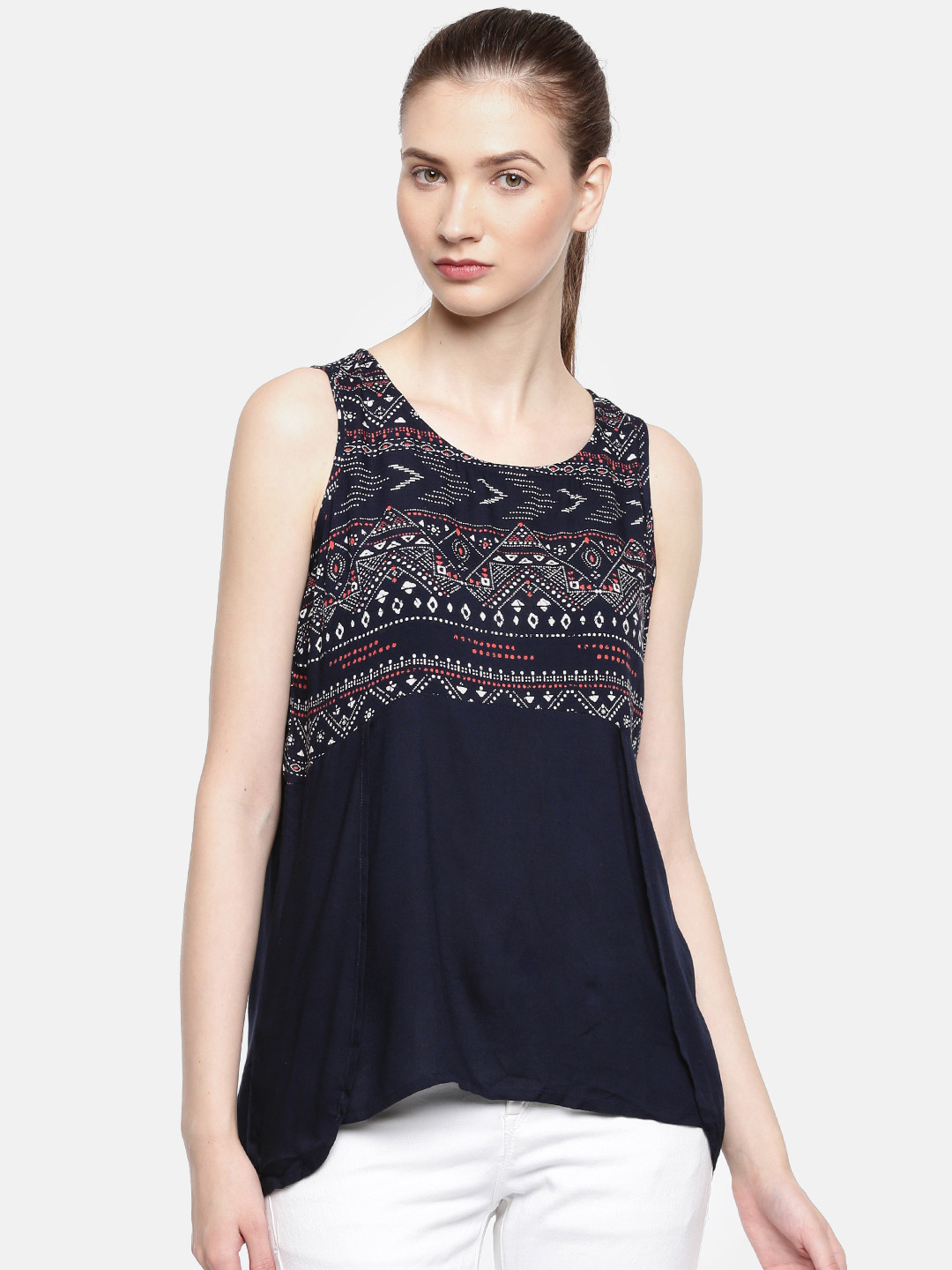 Buy People Women Navy Blue Printed Top - Tops for Women 2285894 | Myntra