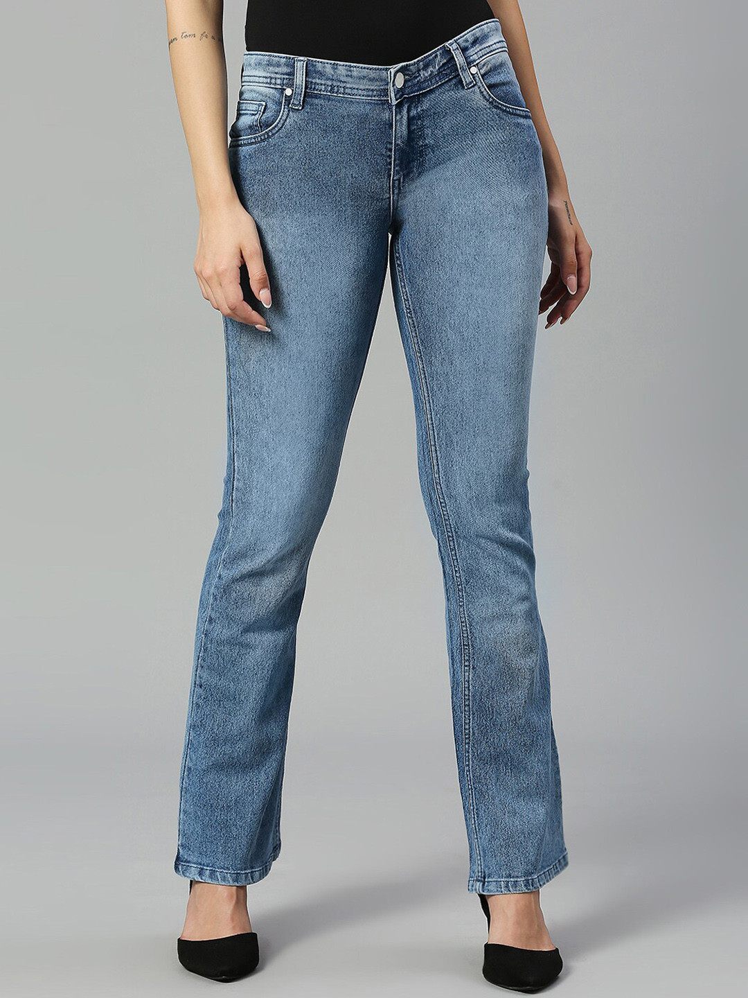 Buy HJ HASASI Women Low Rise Heavy Fade Acid Wash Stretchable Jeans ...