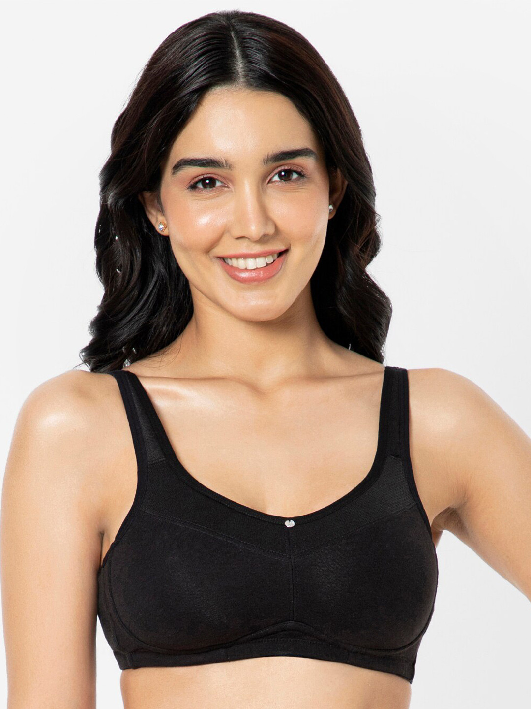 Buy Amante Solid Non Padded Wirefree Cotton Smooth Back Support Bra ...