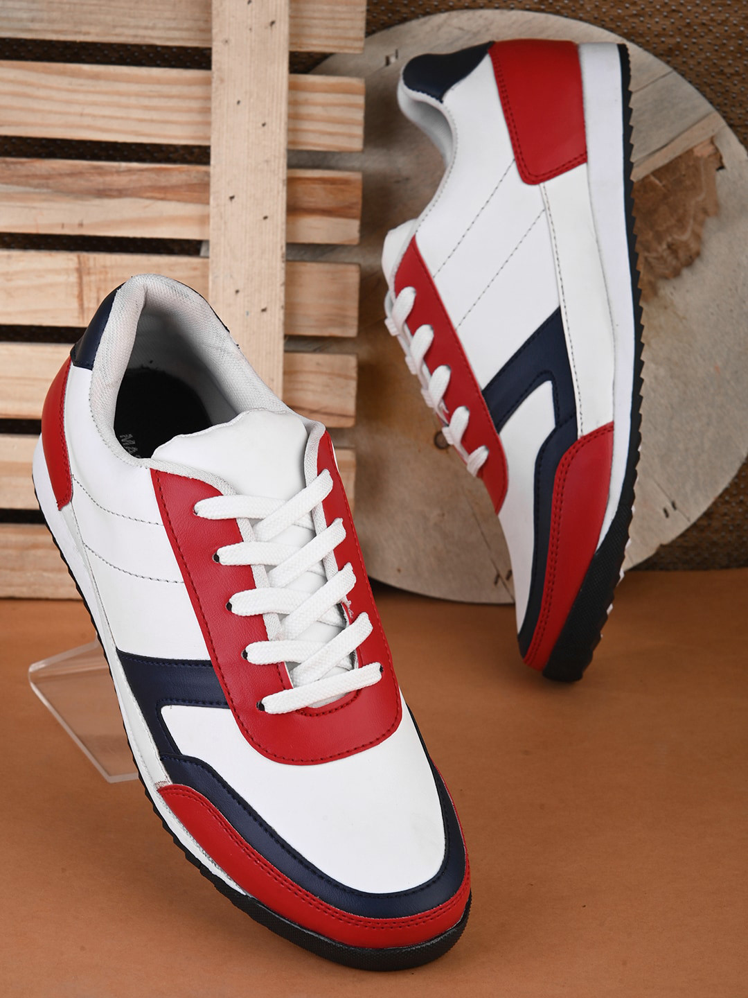 Buy Mast & Harbour Men White & Red Colourblocked Comfort Insole ...