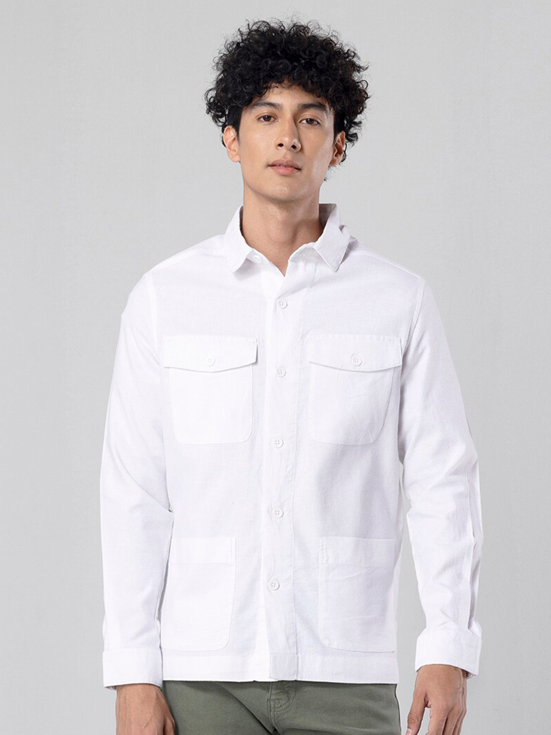 Buy Snitch White Long Sleeves Slim Fit Casual Linen Shirt - Shirts for ...