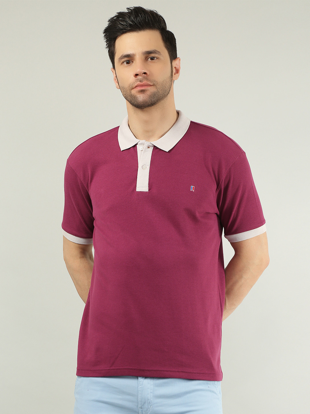 Buy TIM PARIS Solid Polo Collar Cotton T Shirt - Tshirts for Men ...