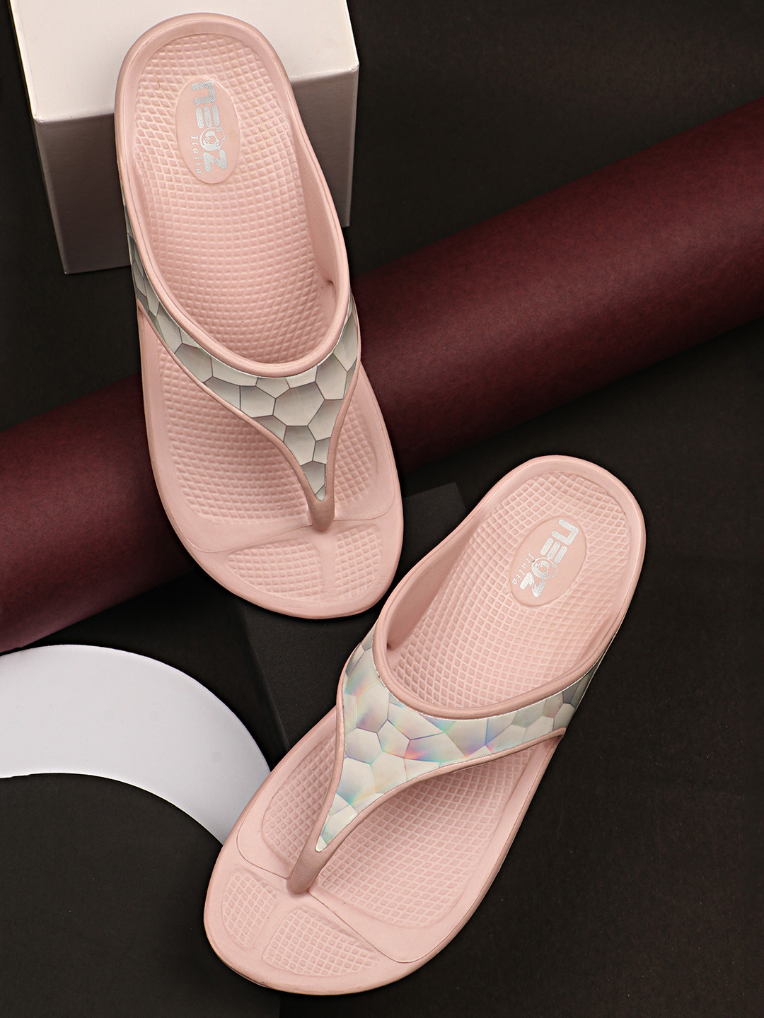 Buy NEOZ Women Roza Embellished Open Toe LEVIREX Thong Flip Flops ...