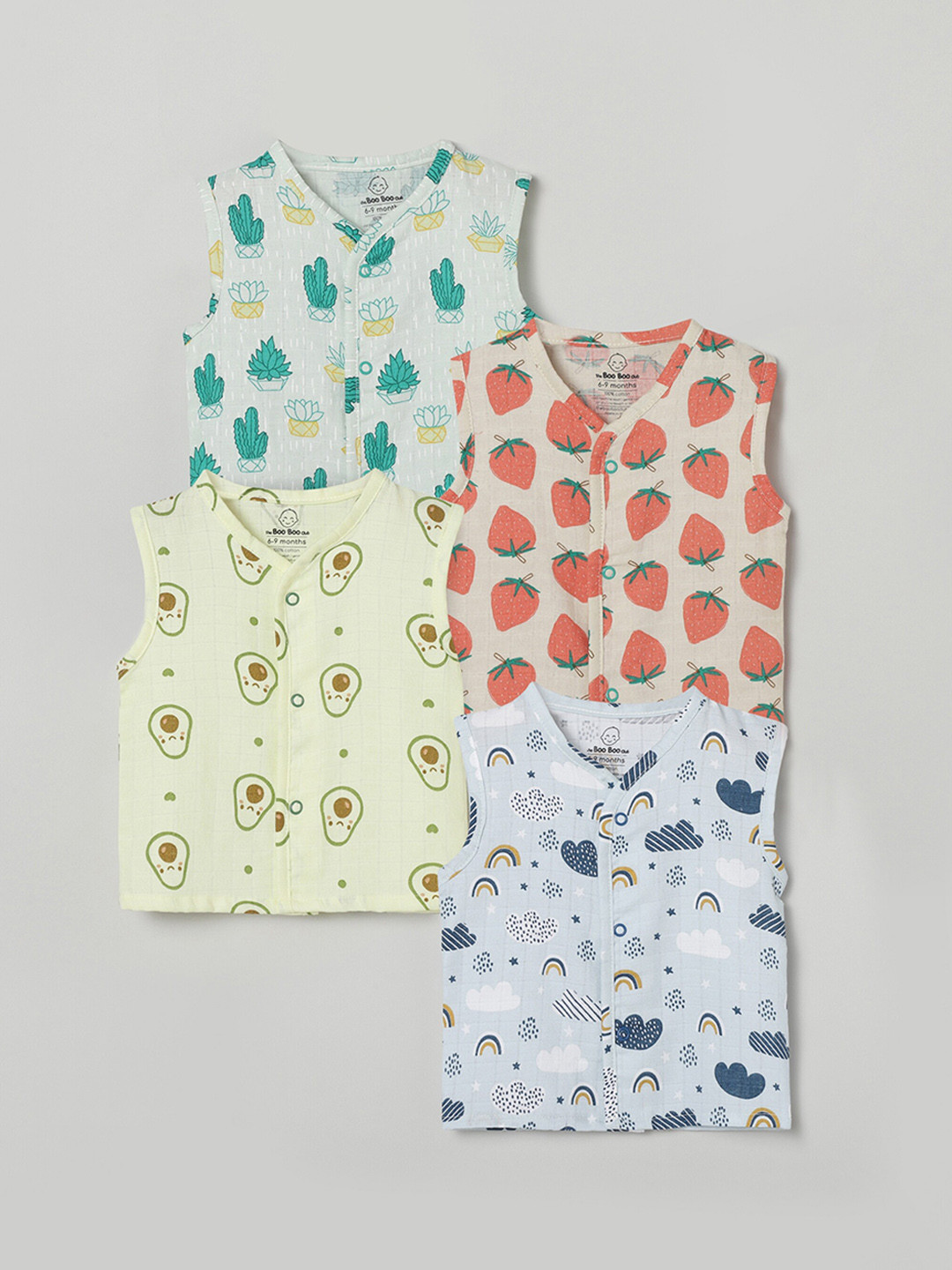 Buy The Boo Boo Club Infants Pack Of 4 Printed Sustainable Organic ...