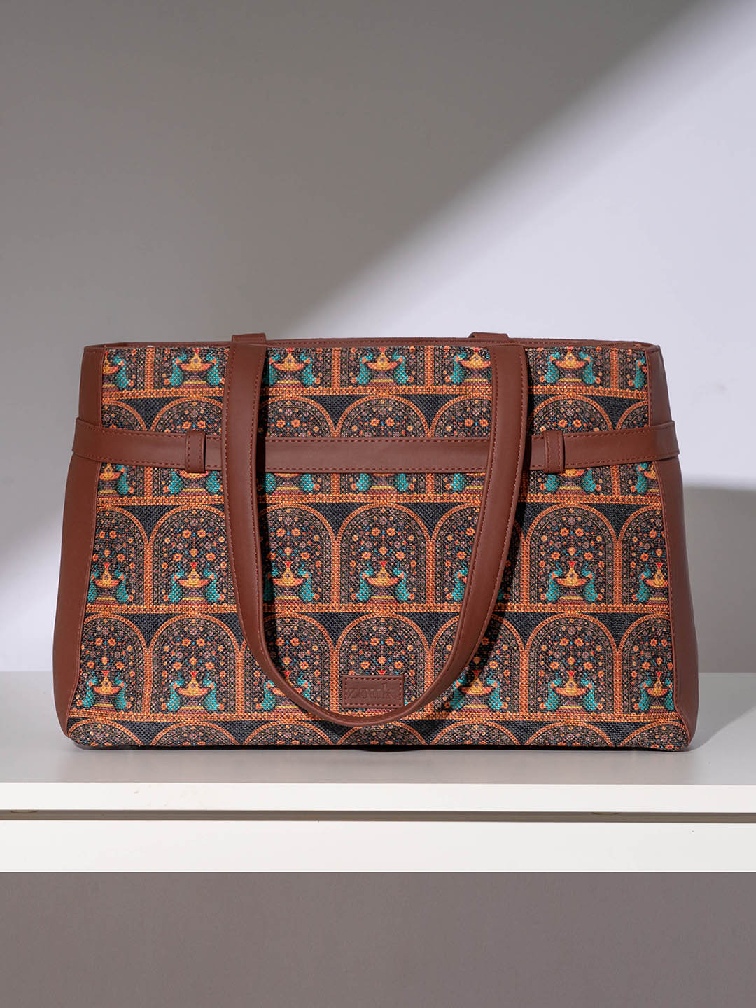 Buy ZOUK Ethnic Motifs Printed Oversized Structured Shoulder Bag ...
