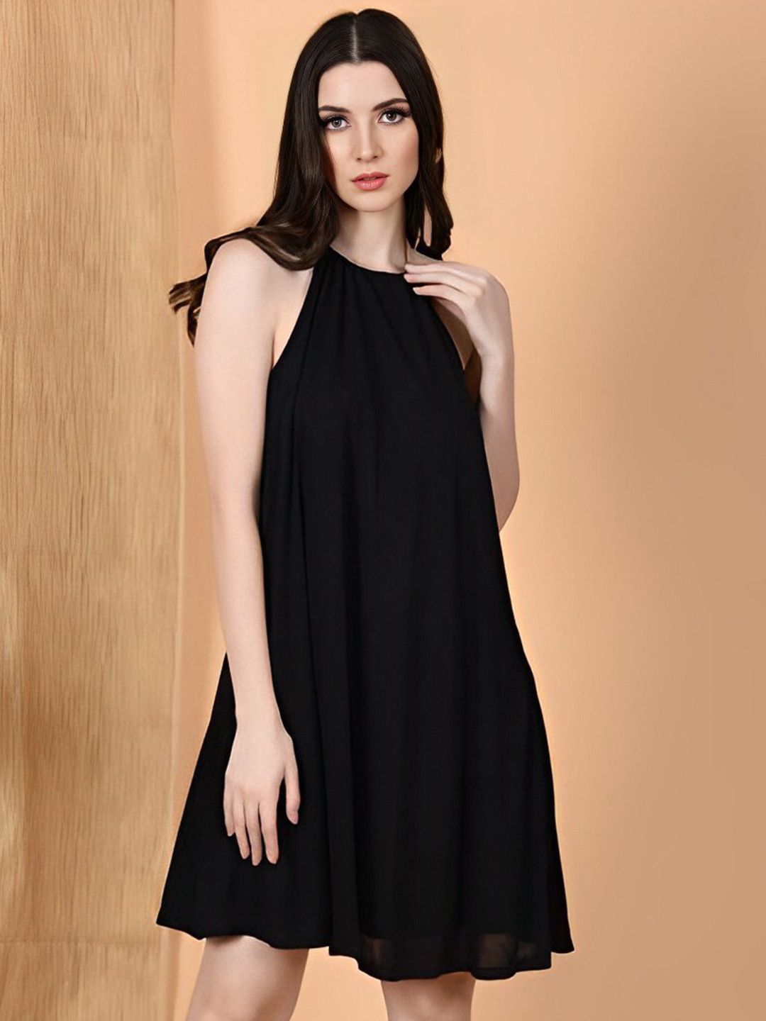 Buy FLAWLESS Halter Neck Crepe A Line Dress - Dresses for Women ...