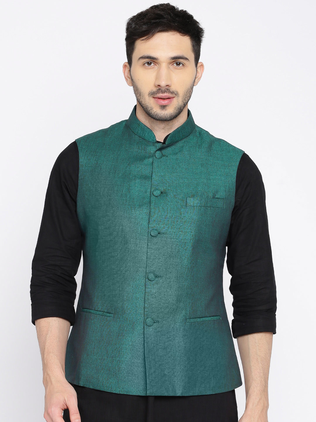 Buy Ethnix By Raymond Green Linen Nehru Jacket - Nehru Jackets for Men ...