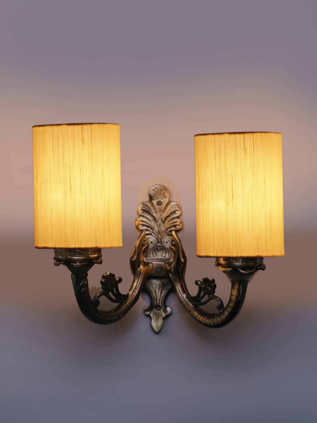 Buy Devansh Off White Textured Antique Wall Lamp With Cotton Shade ...