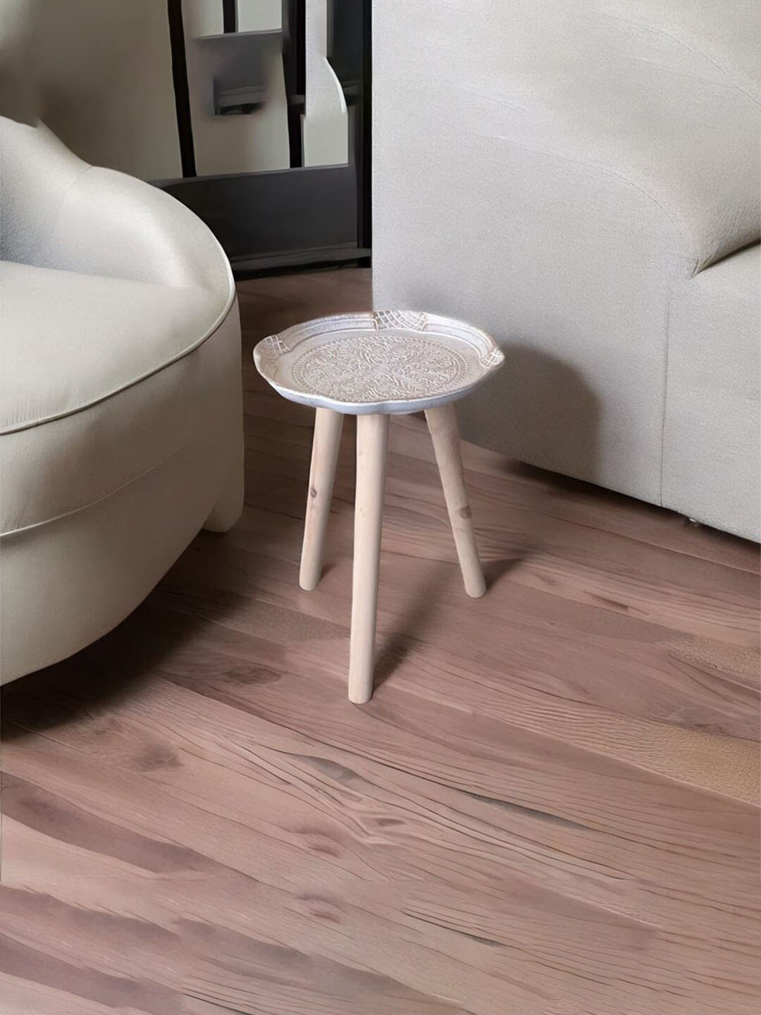 Buy Art Street White Round Stool Table Portable Wooden Stool - Ottomans ...