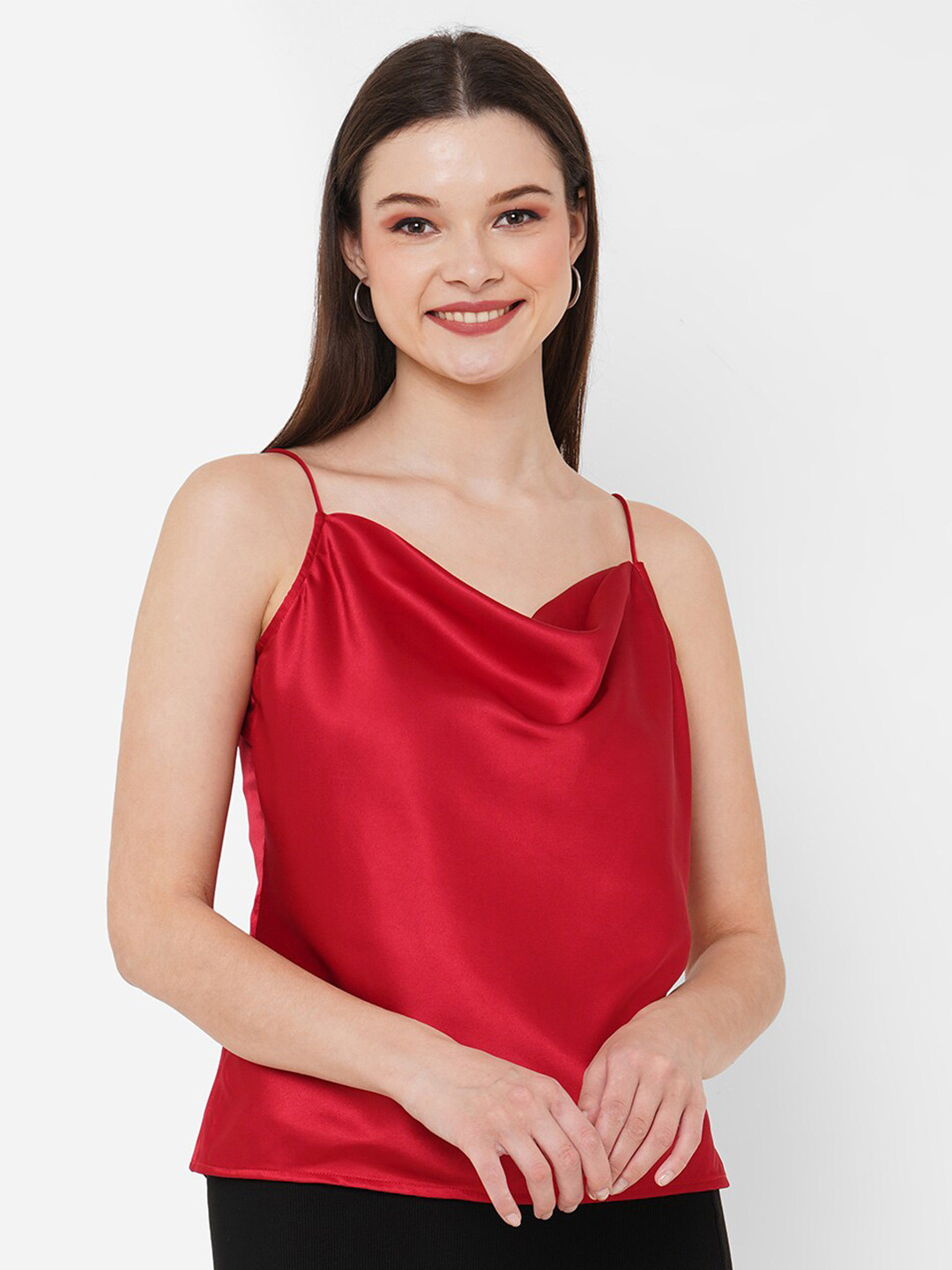 Buy MISH Red Sheen Shoulder Straps Top - Tops for Women 22894586 | Myntra