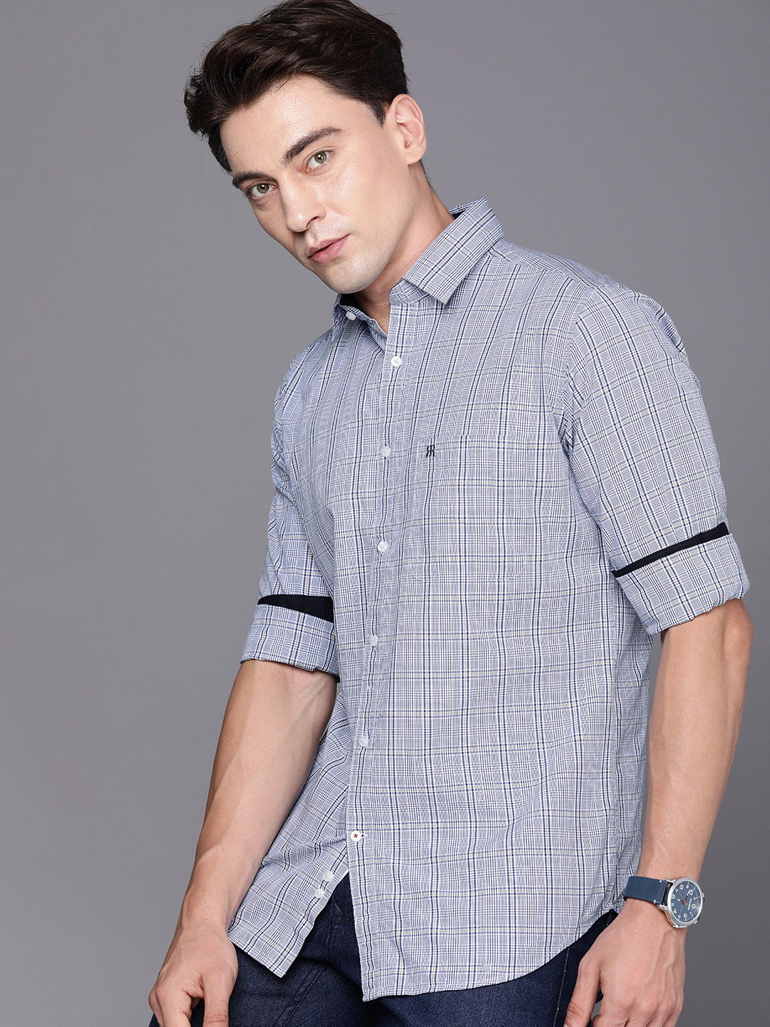 Buy Raymond Premium Slim Fit Pure Cotton Checked Casual Shirt - Shirts ...