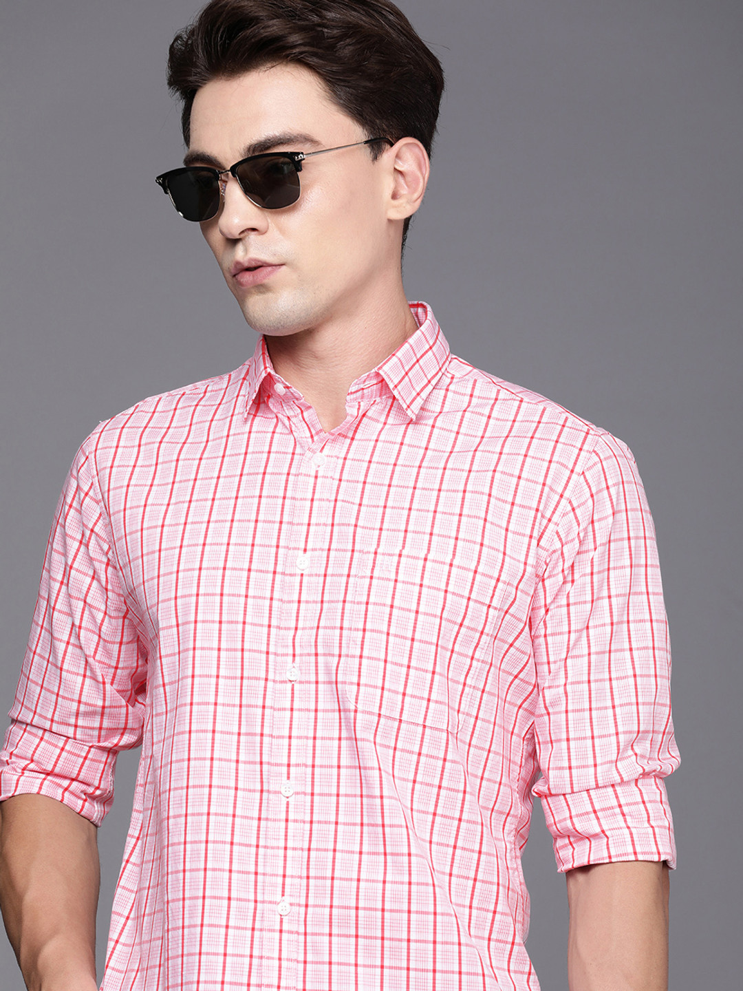 Buy Raymond Premium Slim Fit Pure Cotton Checked Casual Shirt - Shirts ...