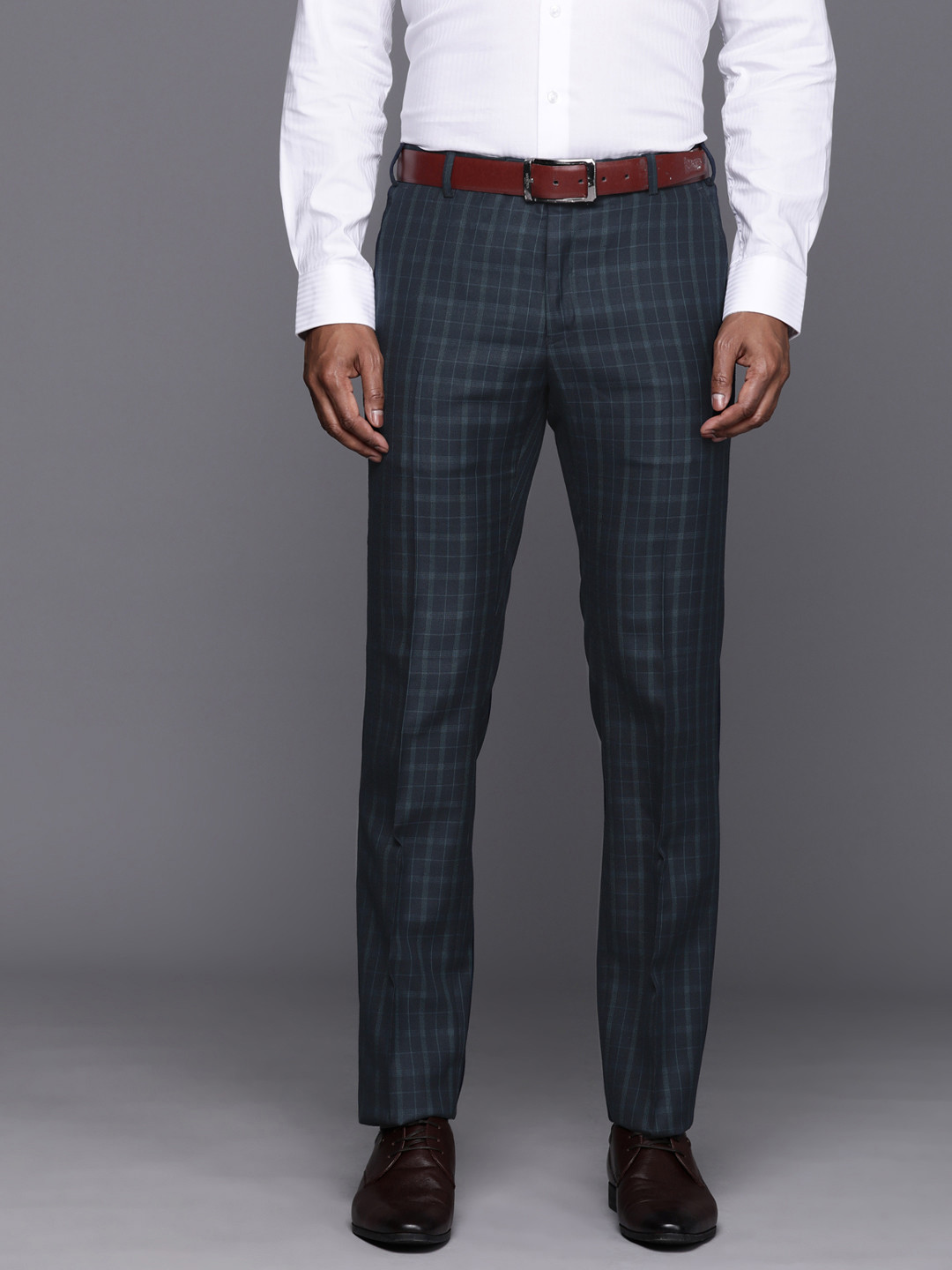 Buy Raymond Men Checked Slim Fit Trousers - Trousers for Men 22899118 ...