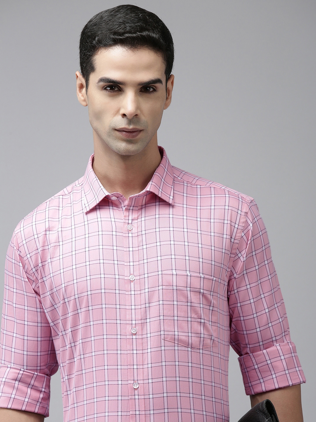 Buy Park Avenue Men Slim Fit Opaque Checked Pure Cotton Formal Shirt