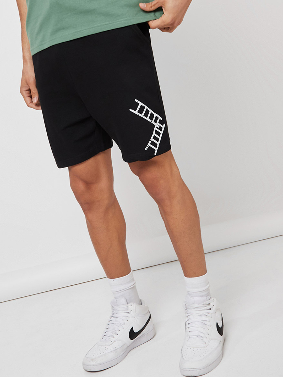 Buy Styli Men Ladder Placement Print Regular Fit Shorts - Shorts for ...
