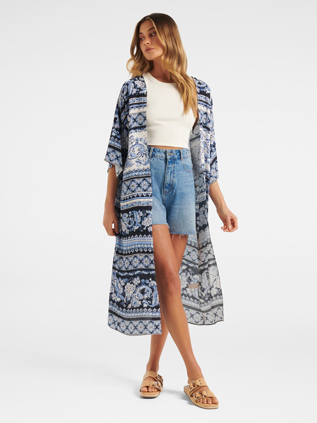 Buy Forever New Ethnic Printed Maxi Longline Shrug - Shrug for Women ...