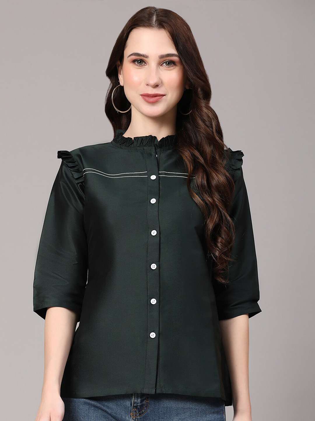 Buy V TRADITION Ruffled Shirt Style Top - Tops for Women 22903672 | Myntra