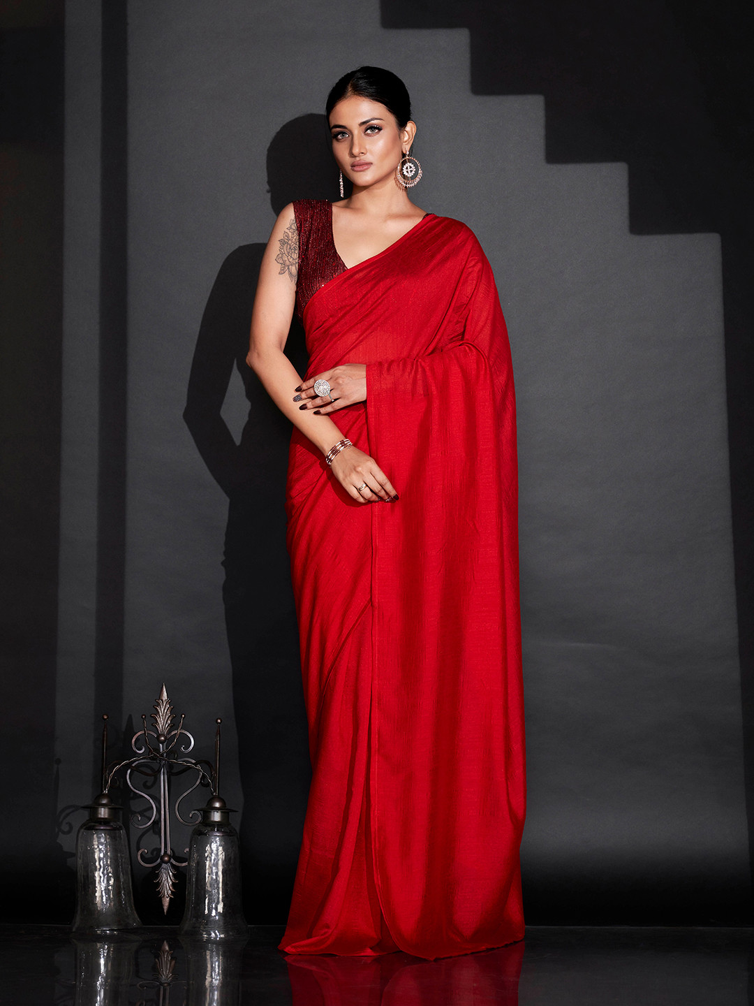 Buy Tikhi Imli Red Ready To Wear Saree - Sarees for Women 22904100 | Myntra