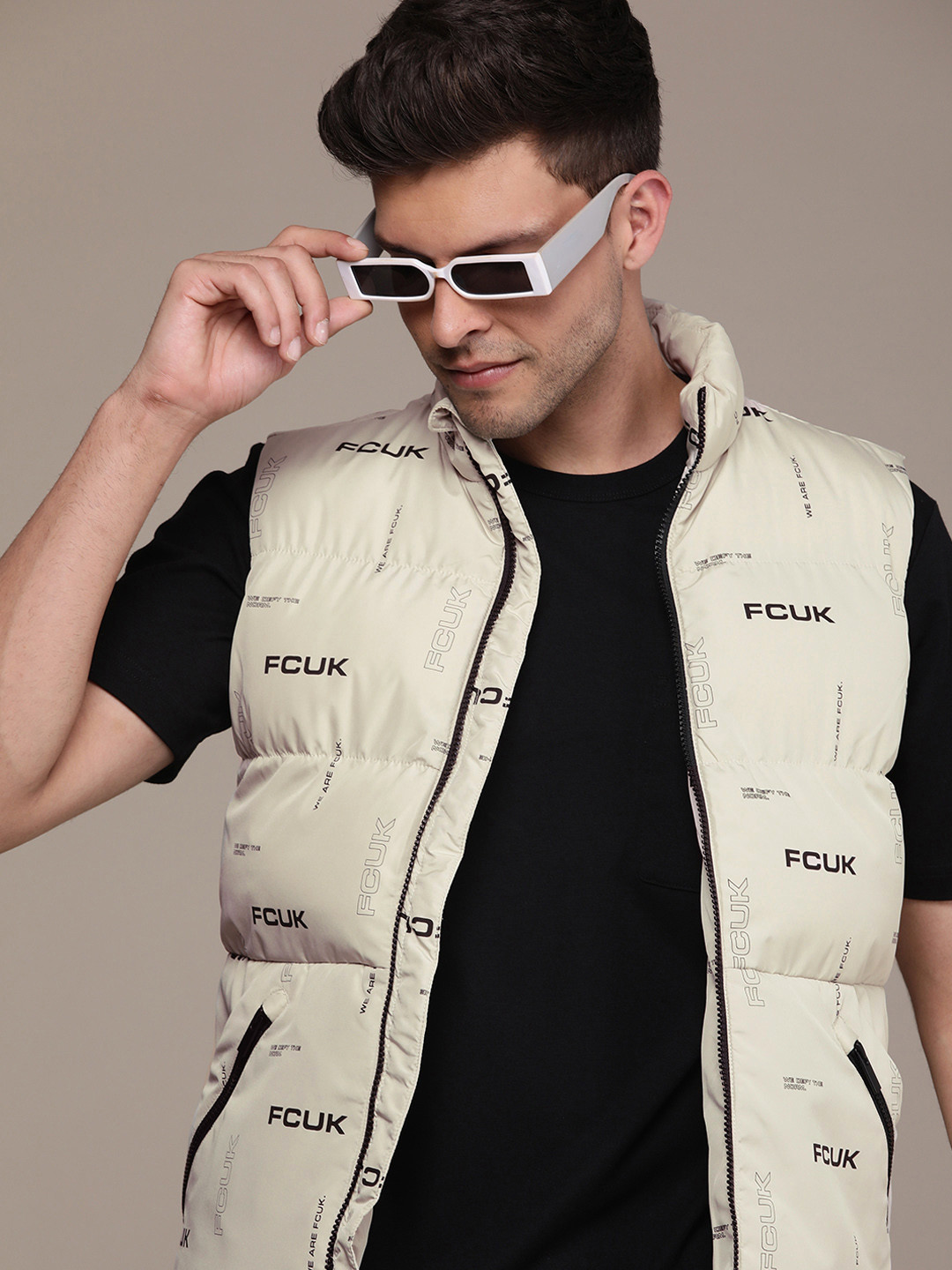 Buy FCUK Men Brand Logo Printed Puffer Jacket - Jackets for Men ...