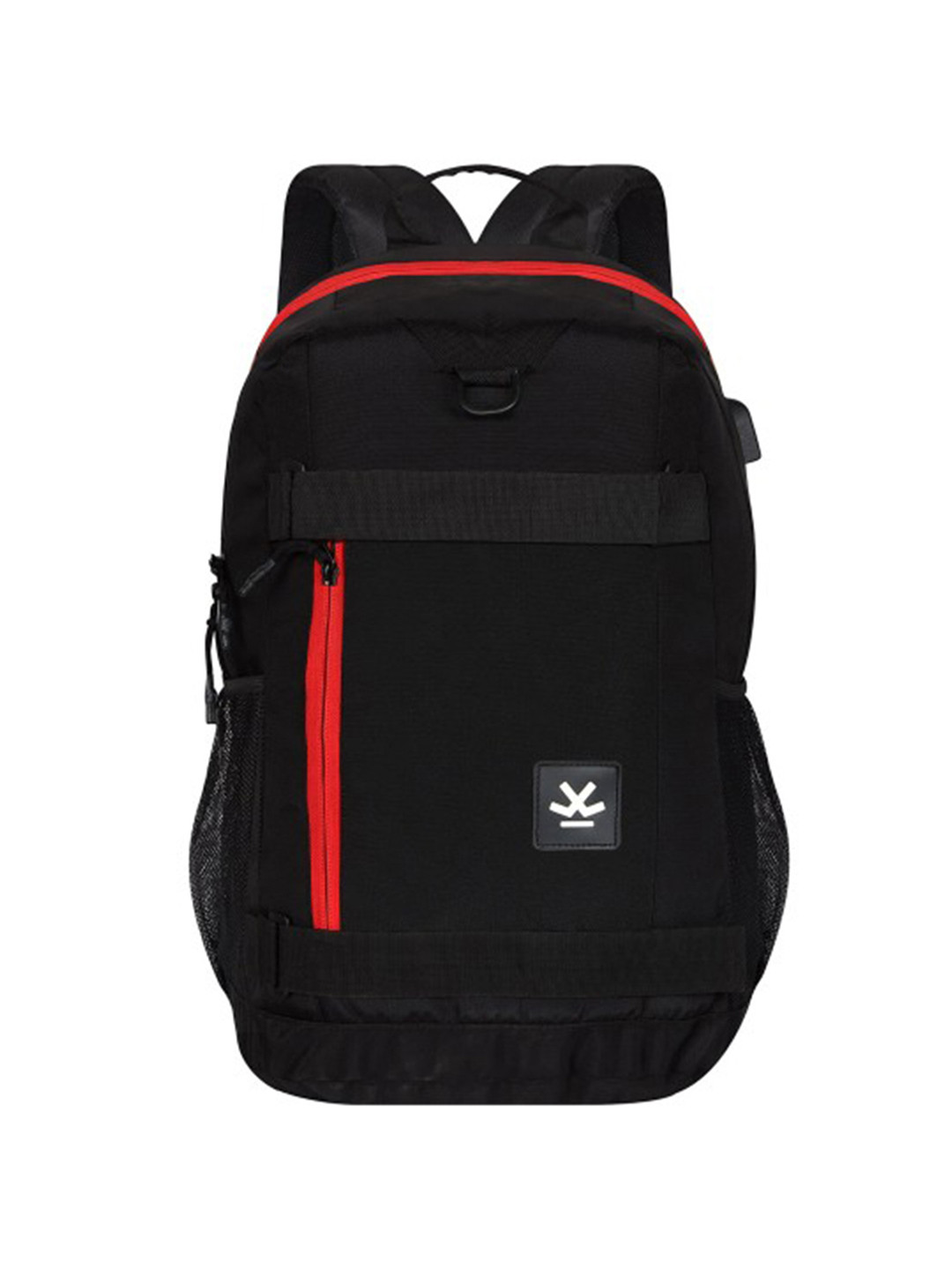 Buy WROGN Unisex Black & Red Backpack With Reflective Strip - Backpacks ...