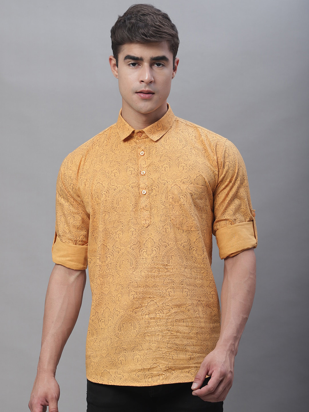 Buy Majestic Man Ethnic Motifs Printed Pure Cotton Shirt Style Short ...