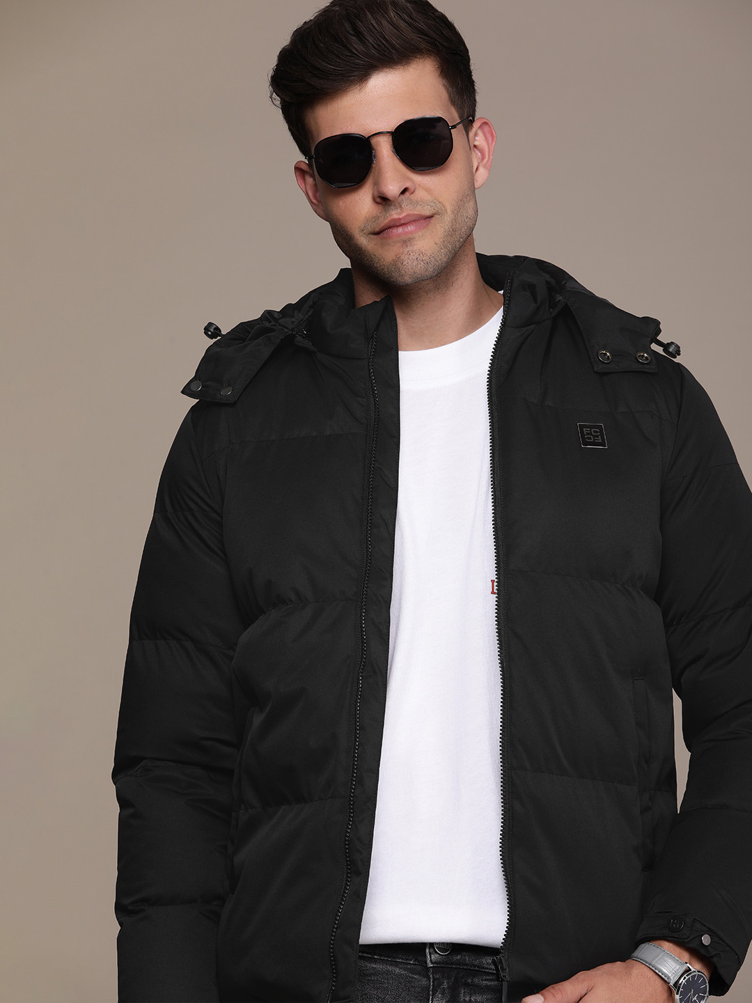 Buy French Connection Solid Hooded Puffer Jacket - Jackets for Men ...