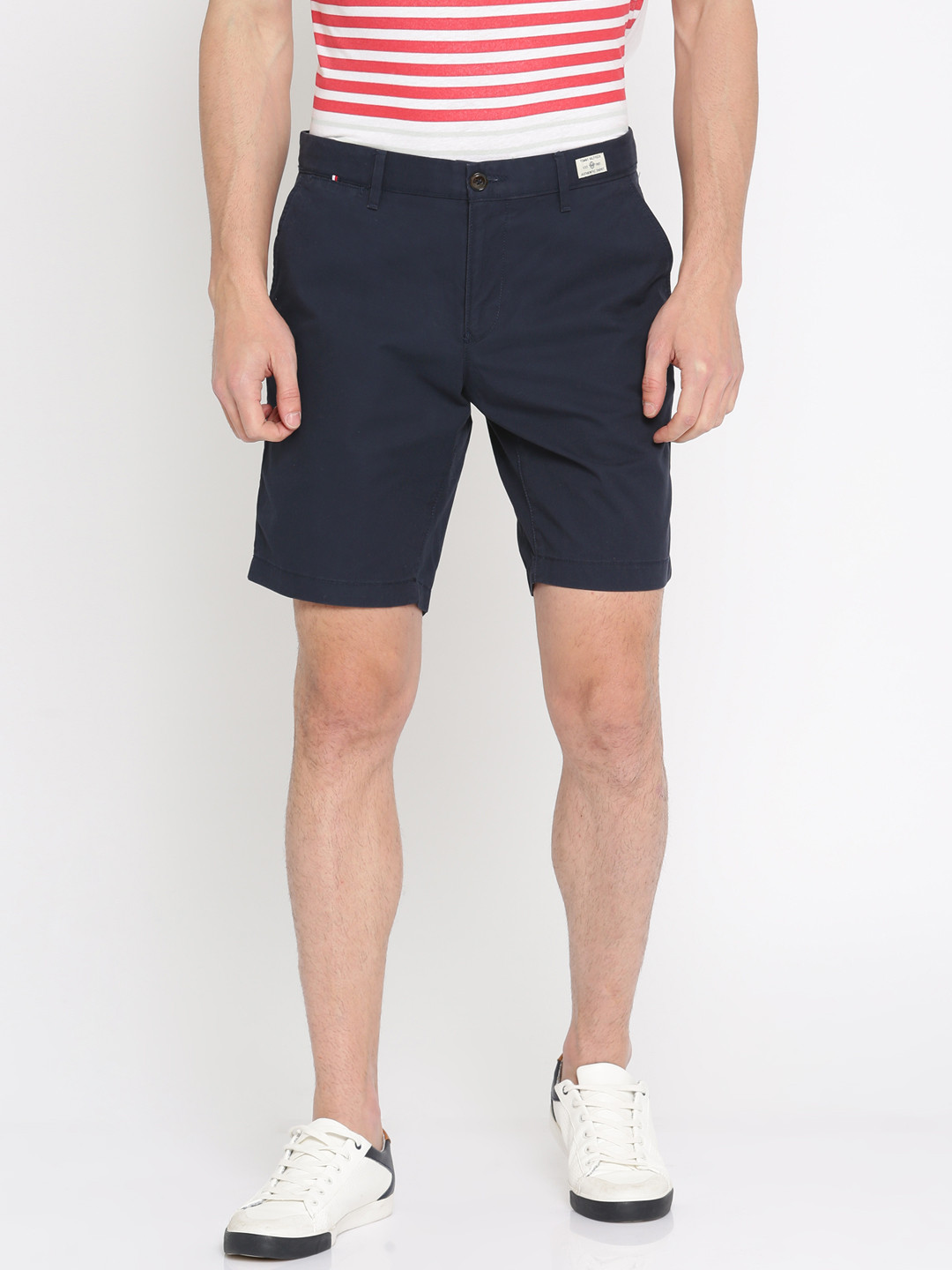 Buy Tommy Hilfiger Men Navy Blue Solid Slim Fit Regular Shorts - Shorts ...