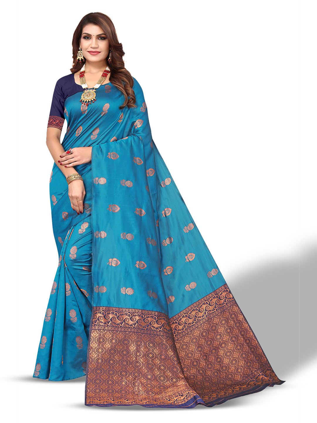 Buy AADVIKA Ethnic Woven Design Zari Kanjeevaram Saree - Sarees for ...