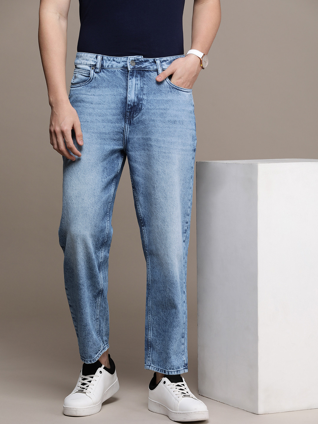 Buy French Connection Men Pure Cotton Loose Fit Light Fade Jeans ...