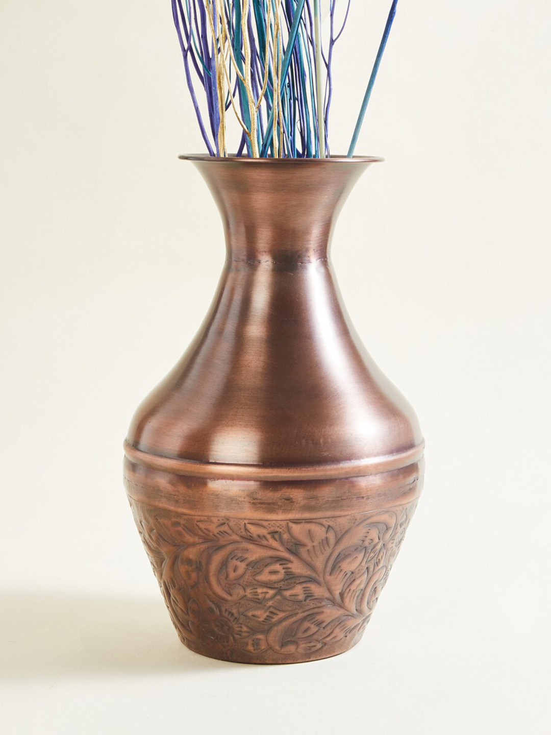 Buy Home Centre Mystique Brown Stainless Steel Embossed Design Vase ...