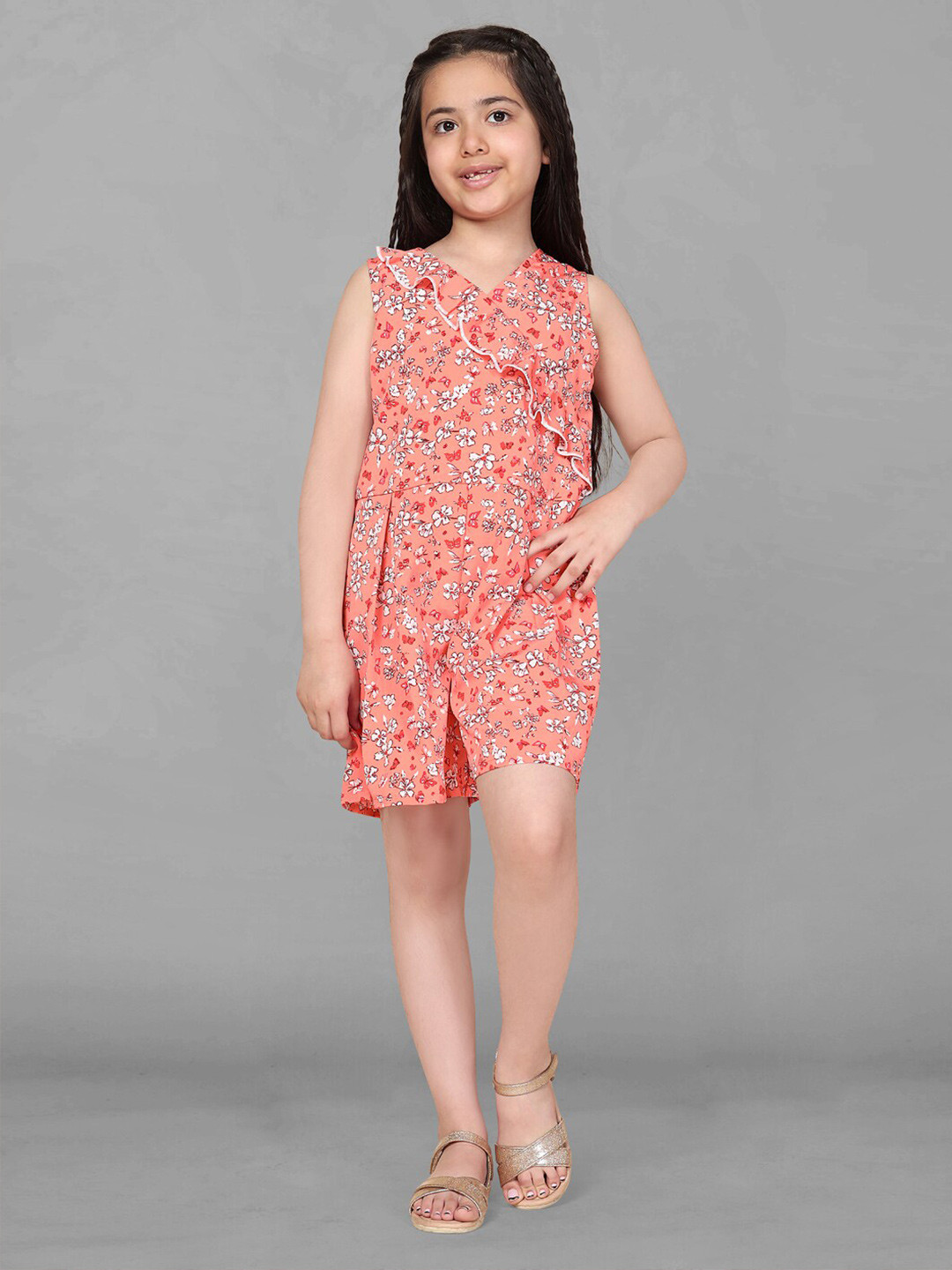 Buy FASHION DREAM Girls Floral Printed With Ruffles Playsuit - Jumpsuit ...