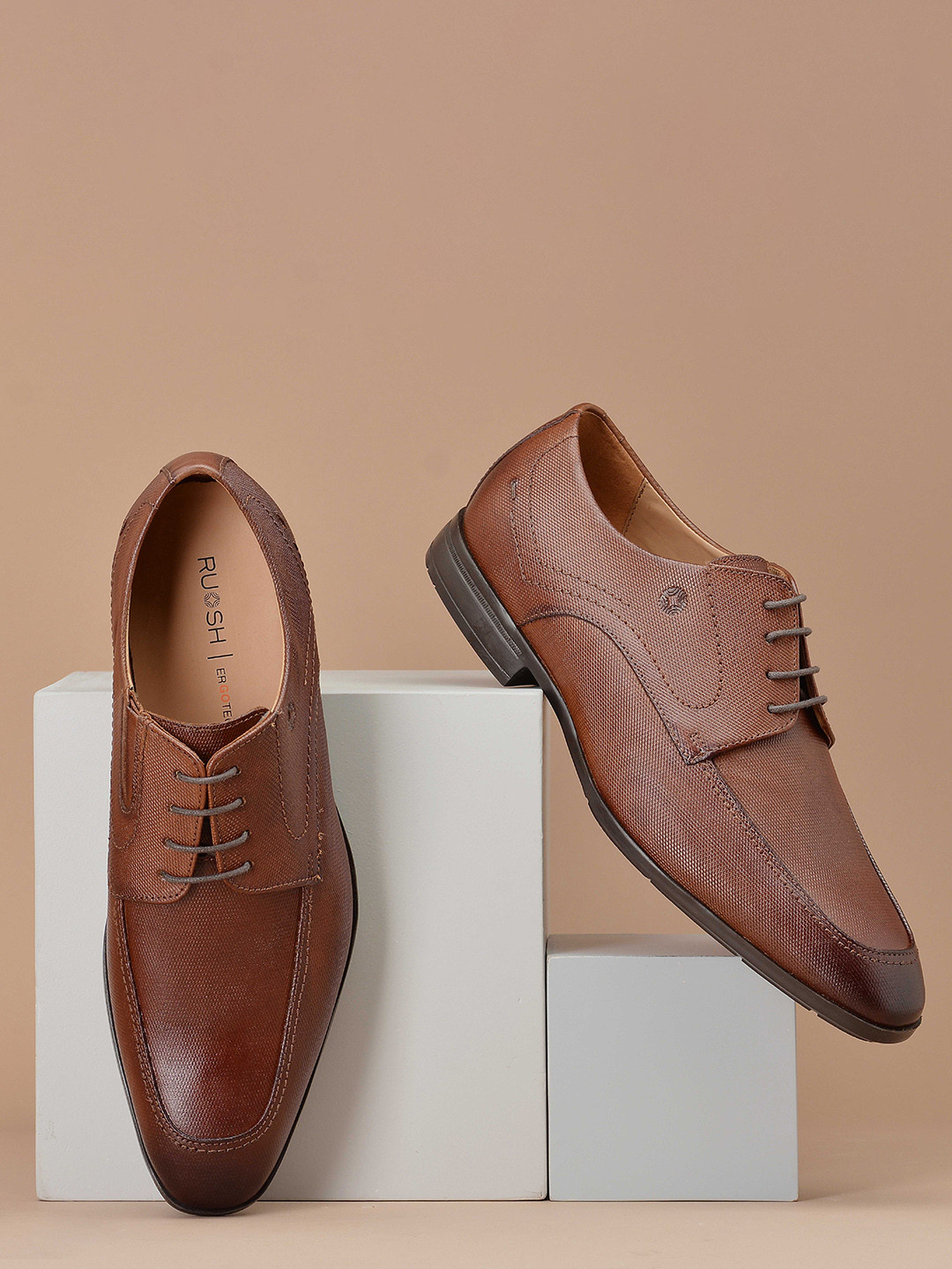 Buy Ruosh Men Textured Leather Formal Derbys - Formal Shoes for Men ...
