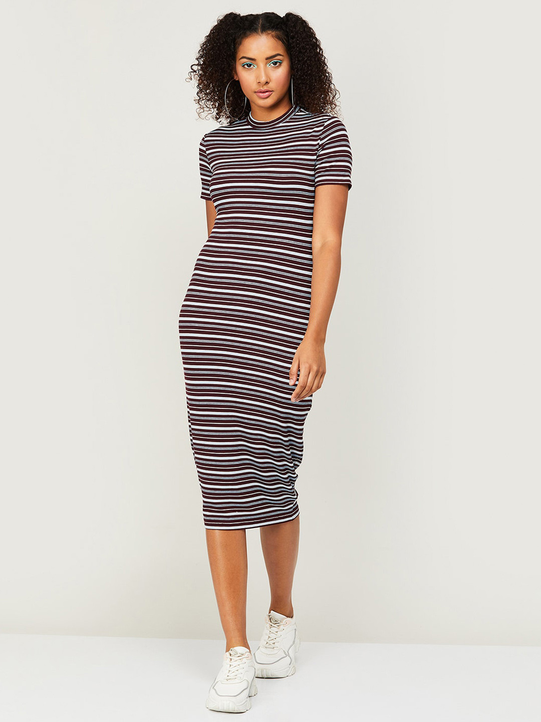 Buy Ginger By Lifestyle Striped Bodycon Midi Dress - Dresses for Women ...