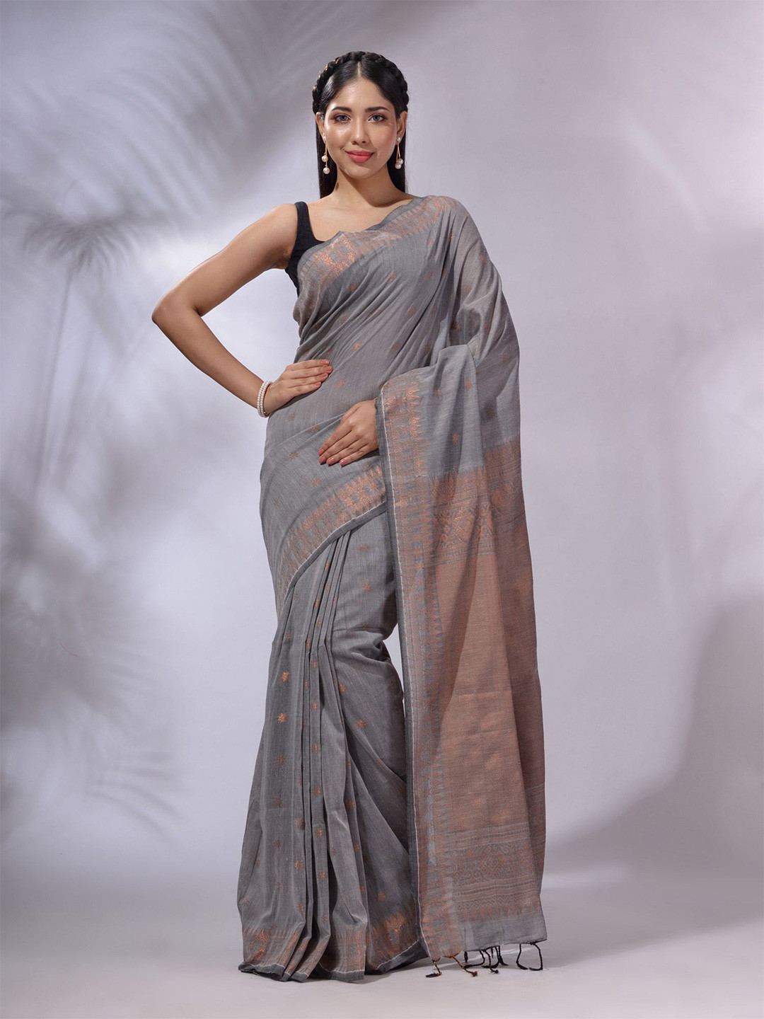 Buy Charukriti Floral Woven Design Pure Cotton Handloom Saree - Sarees ...