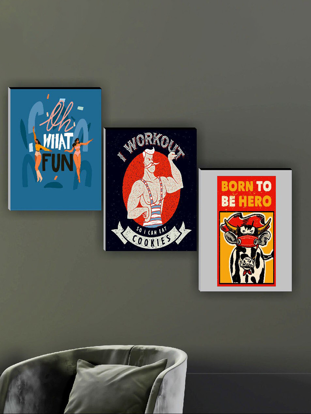 Buy SAF Blue & Red 3 Pieces Motivational Quotes Printed Framed Wall Art ...