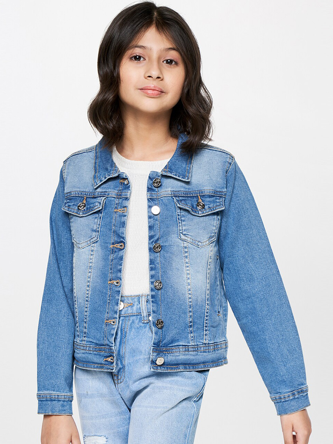 Buy AND Girls Washed Denim Jacket - Jackets for Girls 22937496 | Myntra