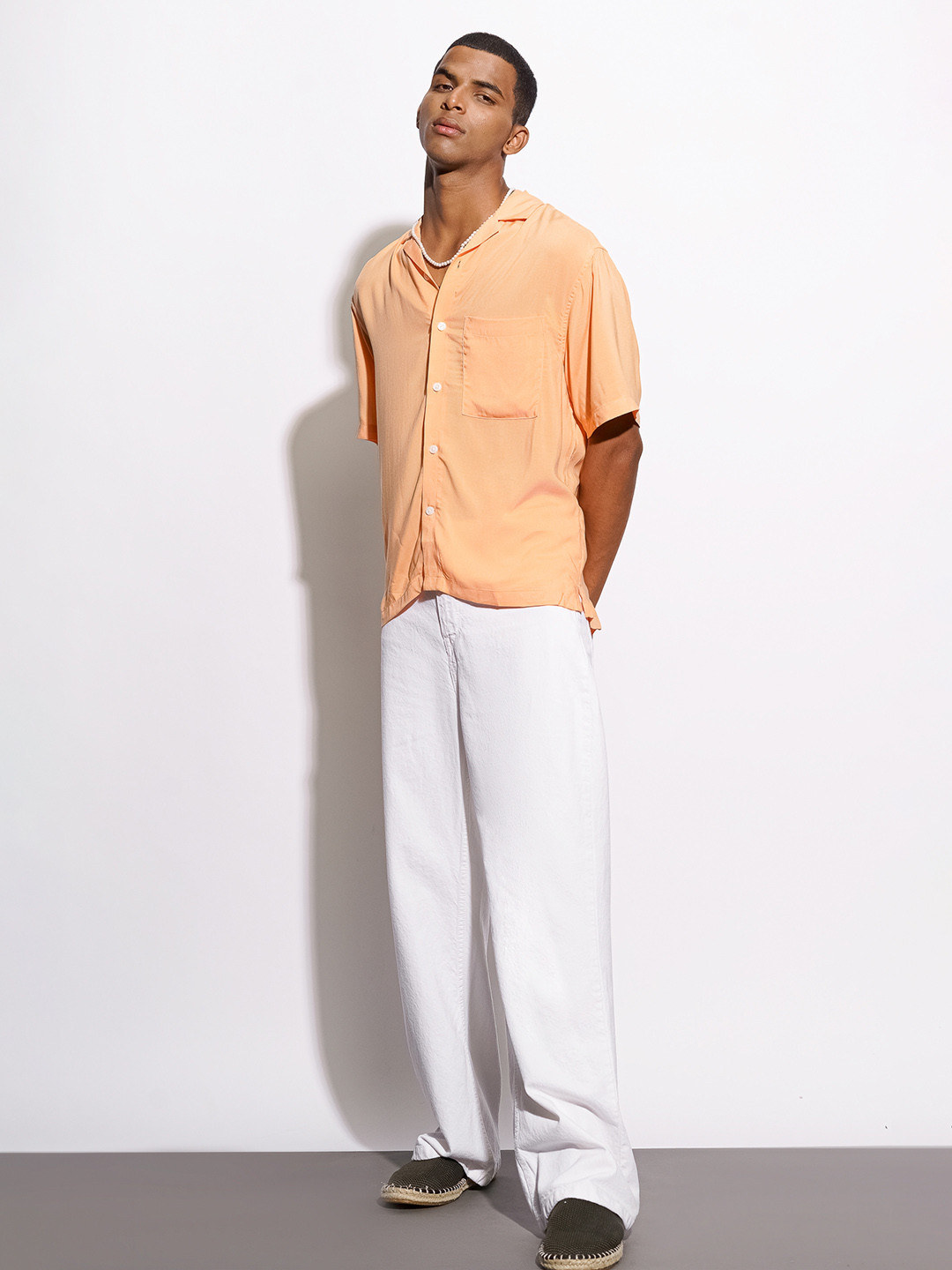 Buy FREAKINS Men White Clean Look High Rise Wide Leg Pure Cotton Jeans ...