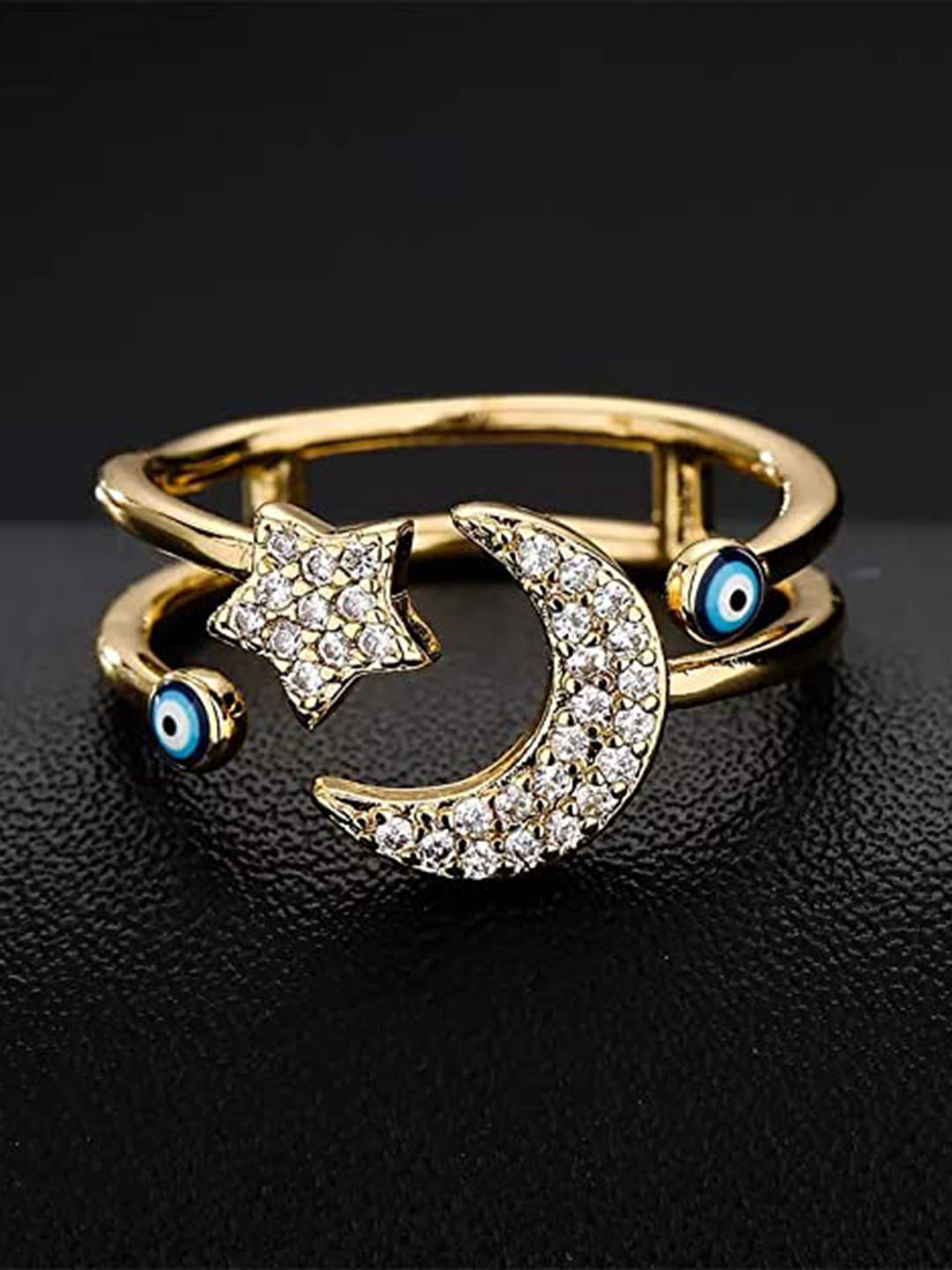 Buy VIEN Gold Plated CZ Studded Evil Eye Adjustable Finger Ring - Ring for Women 22948442 | Myntra