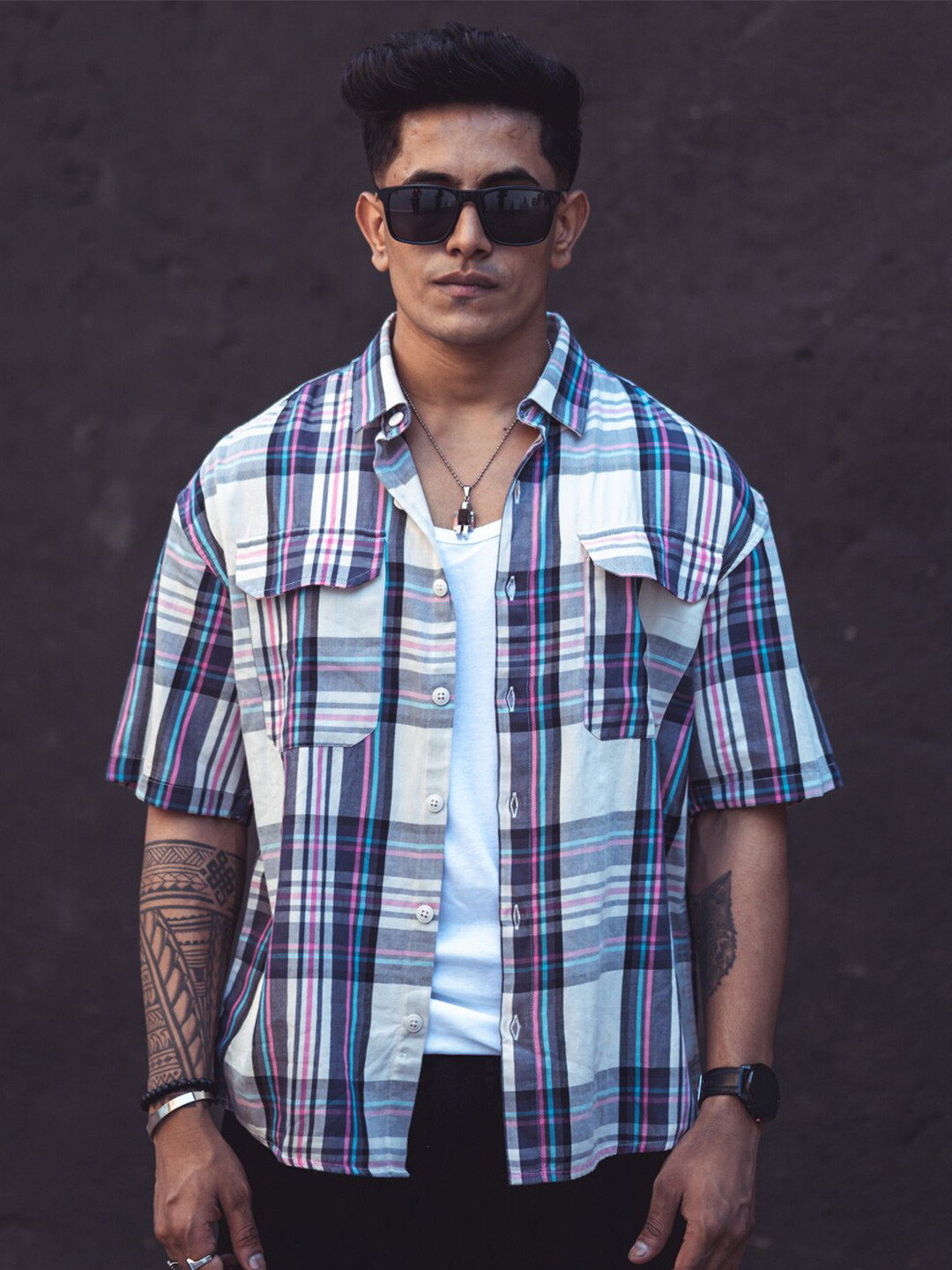 Buy Powerlook Blue Boxy Opaque Checked Casual Shirt - Shirts for Men ...