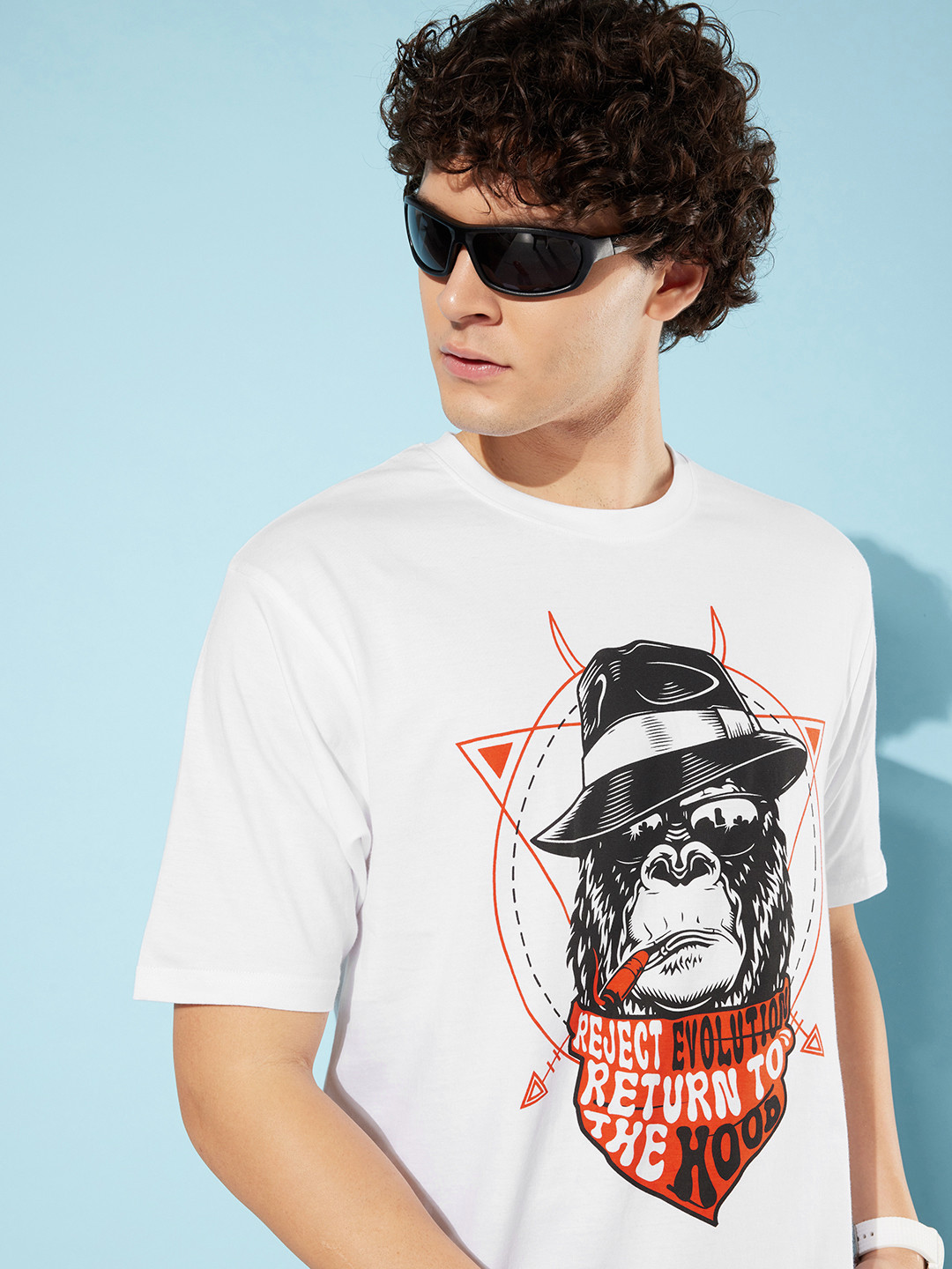 Buy Difference Of Opinion Men Printed Pure Cotton Oversize T Shirt ...