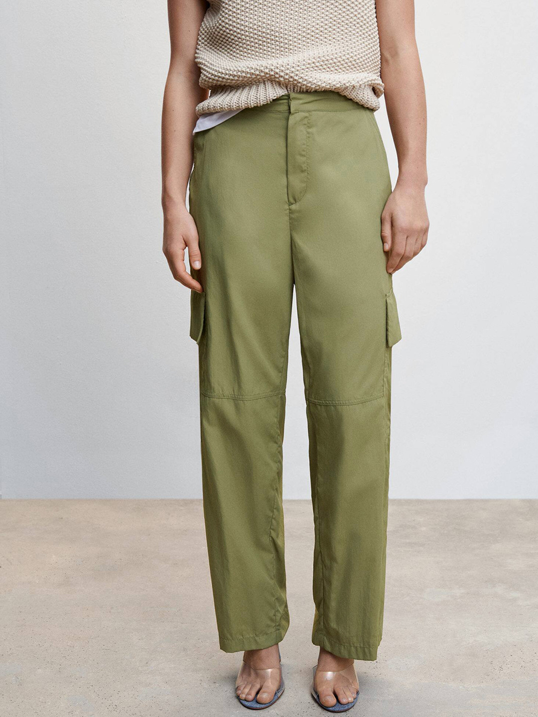 Buy MANGO Women Straight Fit High Rise Cargos - Trousers for Women ...