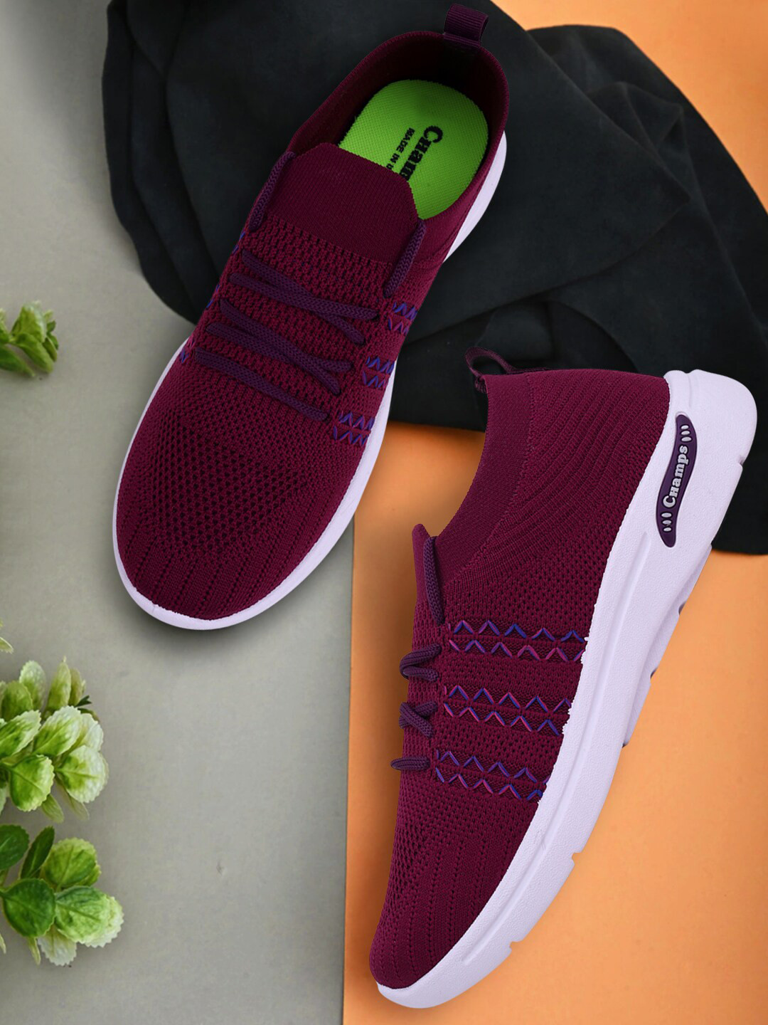 Buy Champs Women Woven Design Lightweight Comfort Insole Mesh Contrast ...