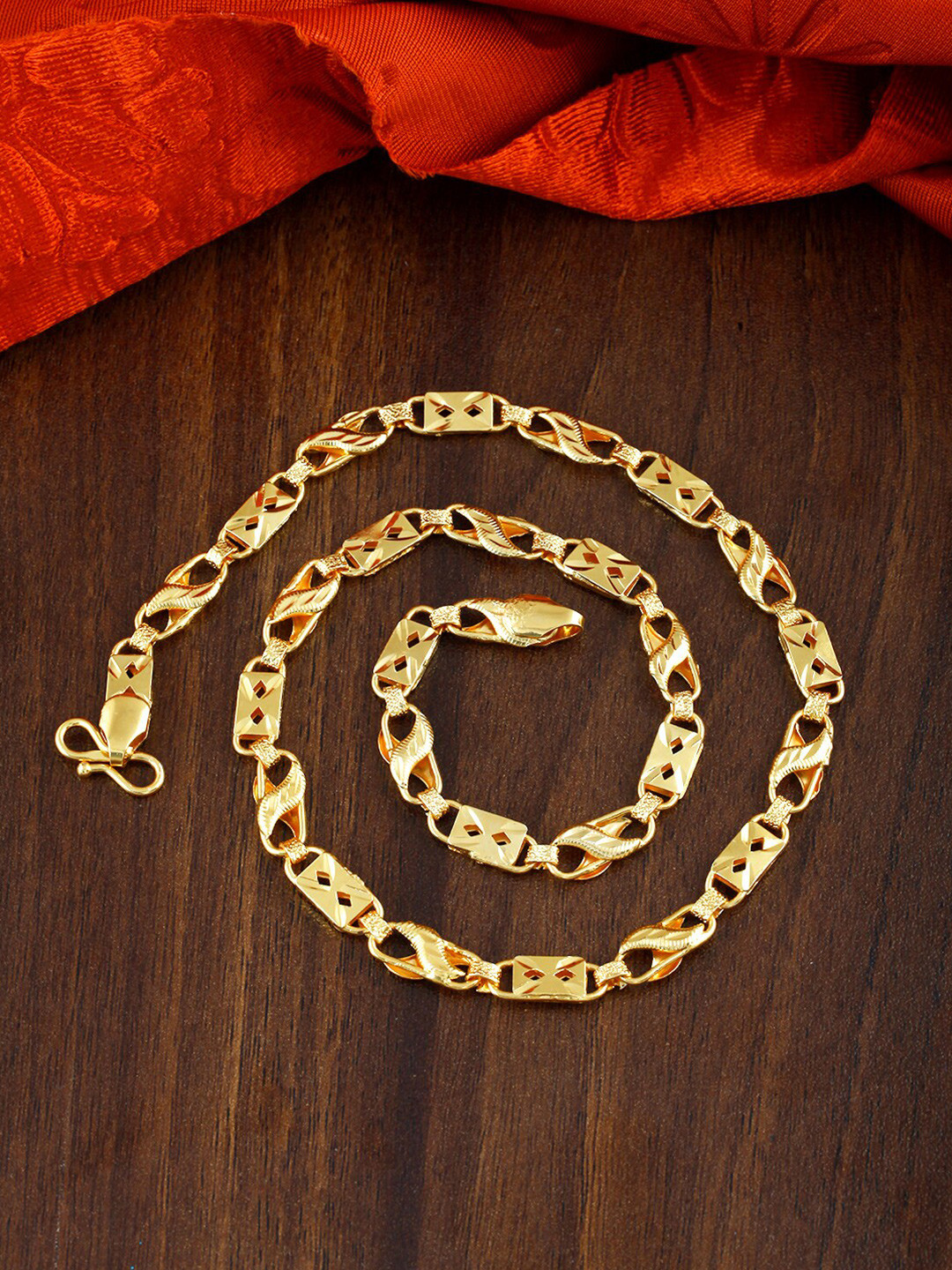 Buy MEENAZ Men Gold Plated Brass Long Chain - Necklace And Chains for ...