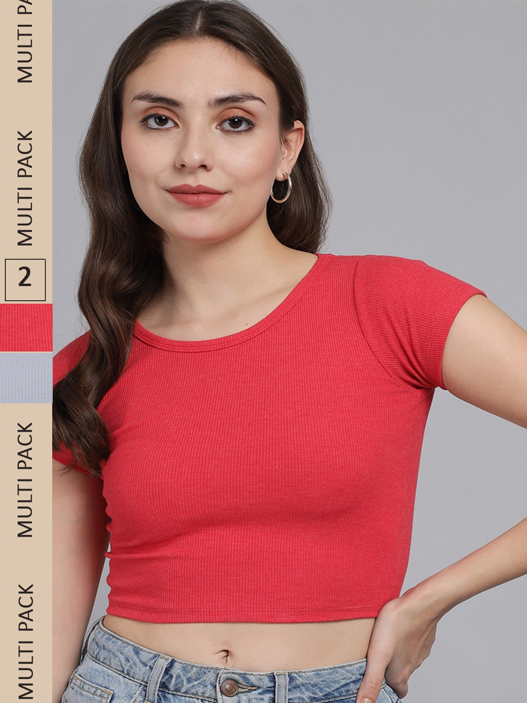 Buy GUTI Pack Of 2 Cotton Fitted Crop Top - Tops for Women 22961002 ...