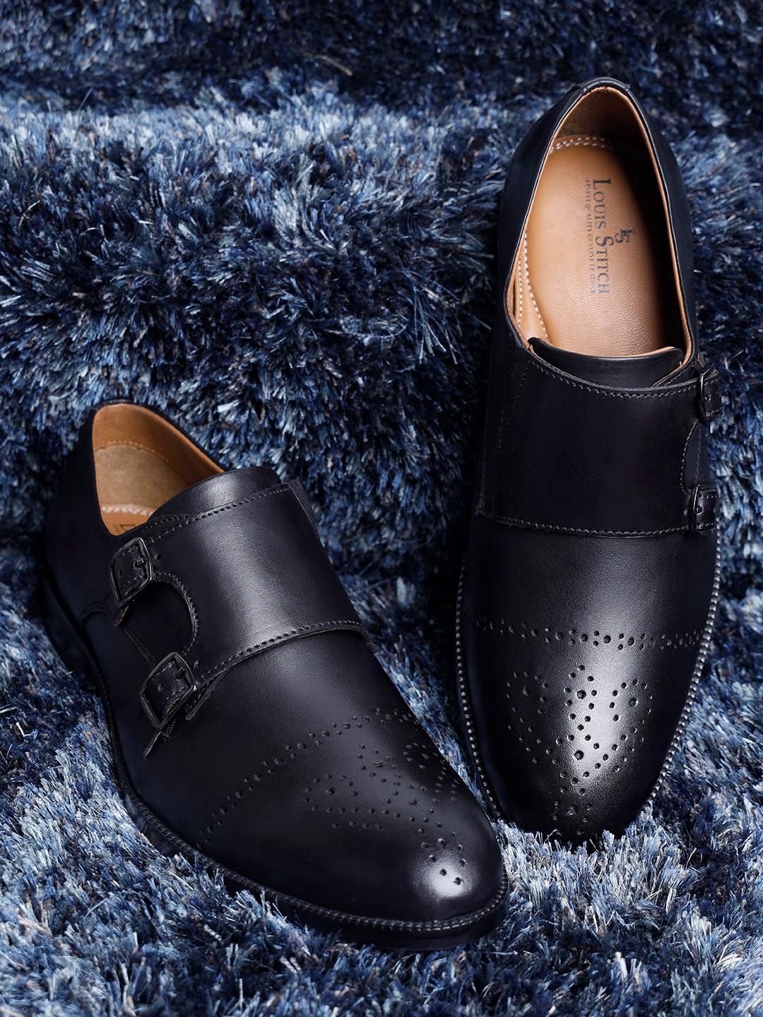 Buy LOUIS STITCH Men Premium Leather Dual Tone Patina Monk Shoes ...